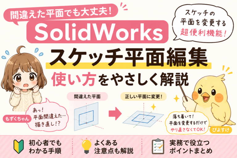 【SolidWorks】平面を間違えても描き直し不要！スケッチを別の平面へ移動する方法 | 在宅CADとキャリア再設計の記録｜Modely-lab